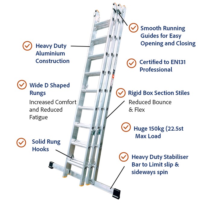 Super-Trade Plus Triple Extension Ladder | EN131 Certified